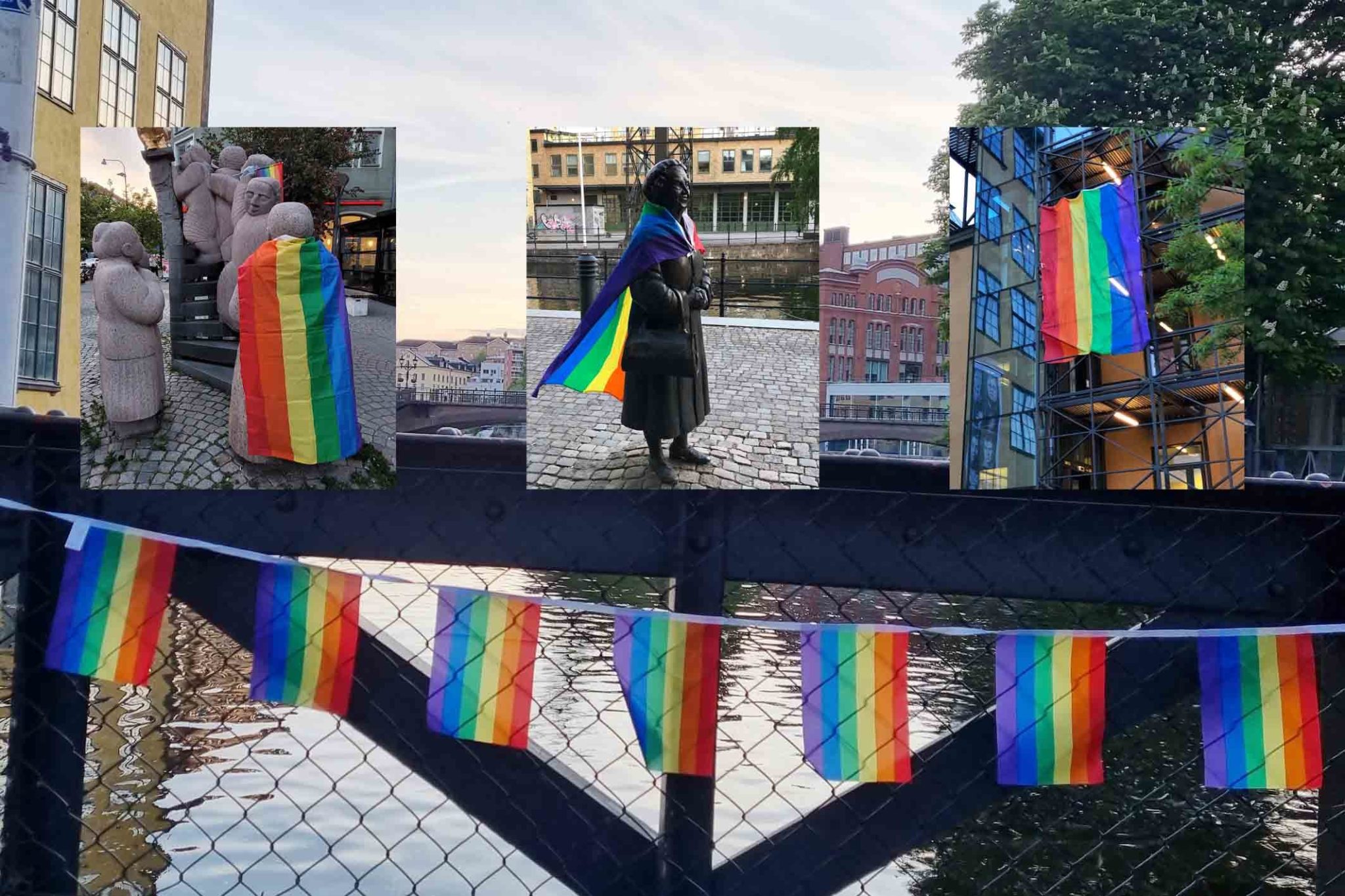Någon har hängt upp hundratals regnbågsflaggor – där Pride-sabbotören ...